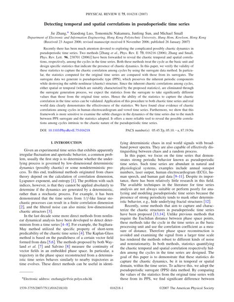 pdf detecting temporal and spatial correlations in pseudoperiodic time series