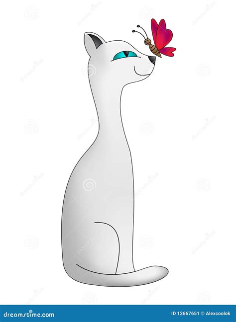 Gato y mariposa ilustración del vector Ilustración de gatito 12667651