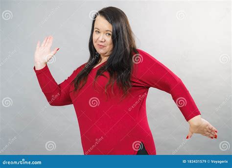 Plus Size Mature Woman Having Fun Stock Image Image Of Adult Overweight 183431579