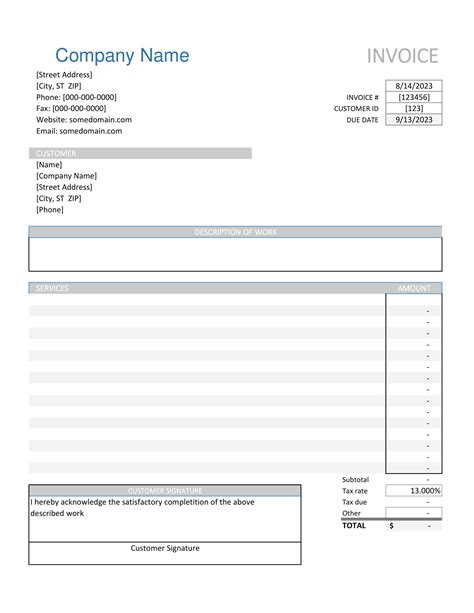 Free Printable Hvac Invoice Templates Pdf Excel