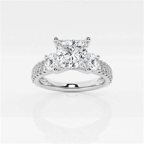 1 1 2 Ctw Princess Lab Grown Diamond Engagement Ring With Double Row