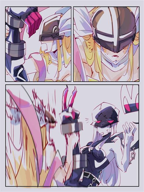 Angewomon And Ladydevimon Digimon Drawn By Legzy Danbooru
