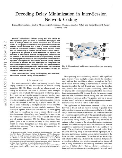 pdf decoding delay minimization in inter session network coding