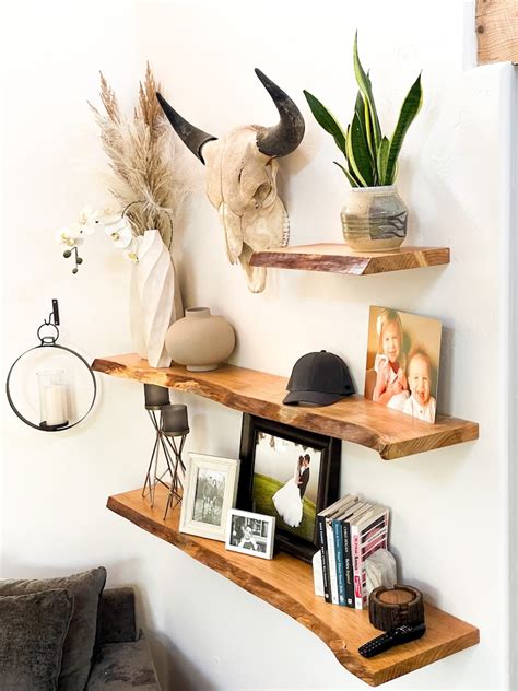 Rustic Live Edge Floating Shelf Shelves Pantry Shelves Etsy