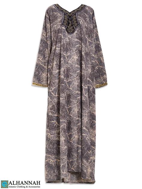Golden Leaf Embroidered Abaya With Falling Feather Pattern In Us Size