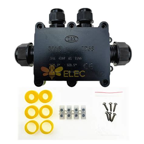 Ip Waterproof Junction Box Four Way Ip G Plasti Black