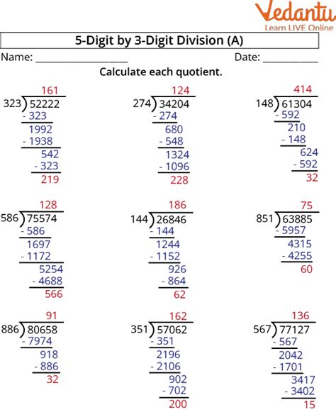 Long Division Questions And Answers