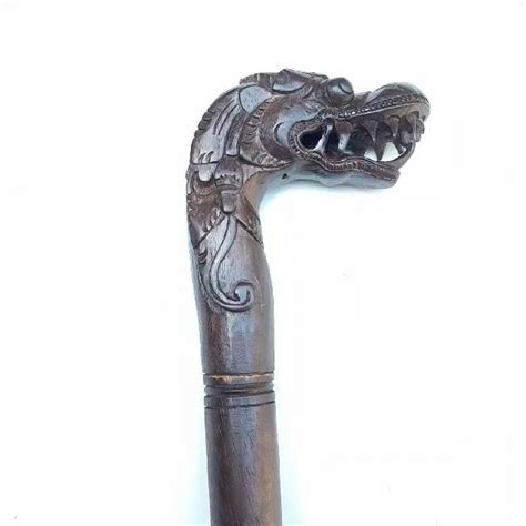 Kerajinan Tongkat Kayu Ukiran Naga Bali Tangkai Lurus Lazada Indonesia