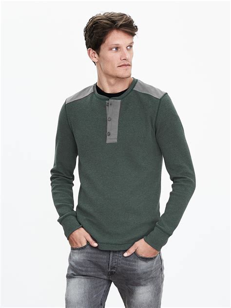 Waffle Knit Henley Banana Republic