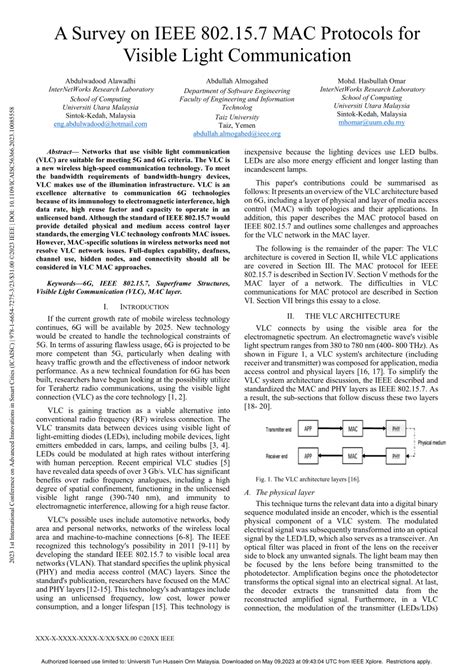 pdf a survey on ieee 802 15 7 mac protocols for visible light communication