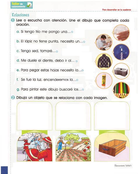 Taller Nº1 Razonamiento Verbal Primer Grado de Primaria Razonamiento