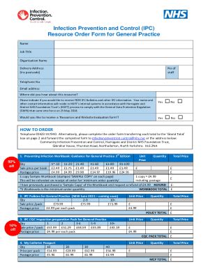 Fillable Online Infection Prevention And Control IPC Resource Order