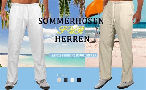 LVCBL Pantalon en lin pour homme Pantalon d été long et large Avec