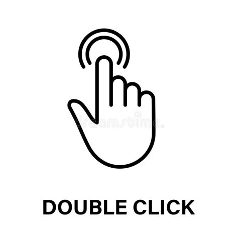 Double Click Gesture Of Computer Mouse Pointer Finger Black Line Icon