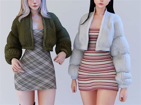 Puffer With Mini Dress Babyetears In Sims Dresses Sims