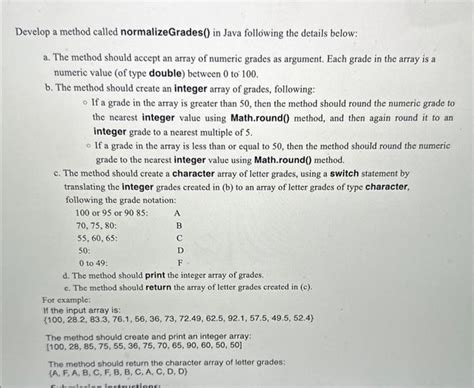solved lop a method called normalizegrades in java