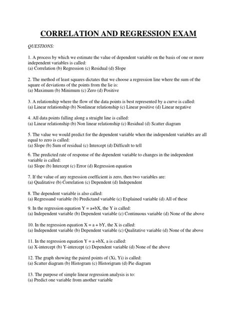 correlation and regression exam pdf correlation and dependence regression analysis