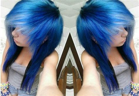 Blue White Black Emo Hair 💙💀 Emo Scene Hair Emo Hair Scene Hair