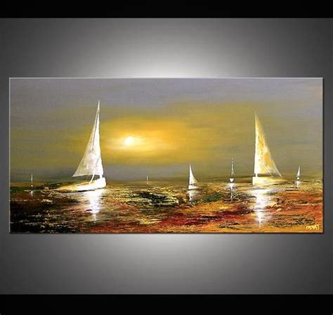 Sailboat Painting Abstract Seascape Acrylic Painting On Etsy