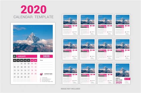 Plantilla De Calendario De Pared Vector Premium