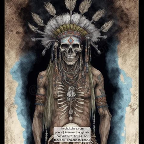 Illustration Wasserfarbe Spirituell Horror Indianische Schamanen