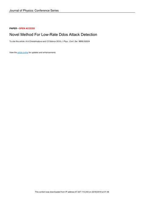 pdf novel method for low rate ddos attack detection