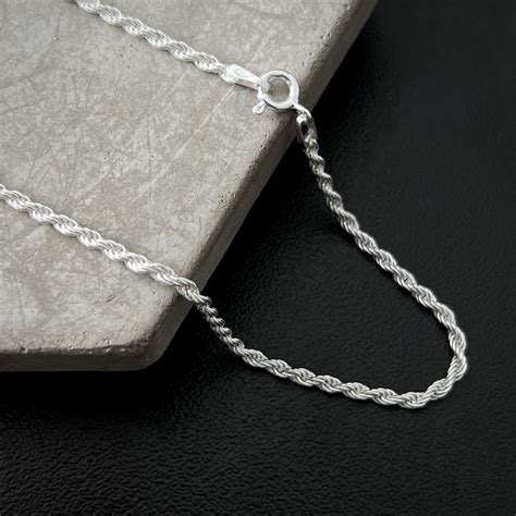 Colar Cordão Baiano Diamantado 2mm 45cm Fecho Tradicional PRATA 925