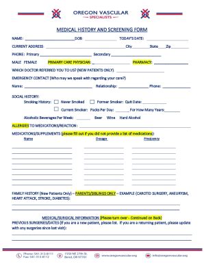 Fillable Online Health History Form Pdf Fax Email Print PdfFiller
