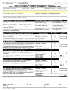 Fillable Online Tpsgc Pwgsc Gc Select Contractor Performance