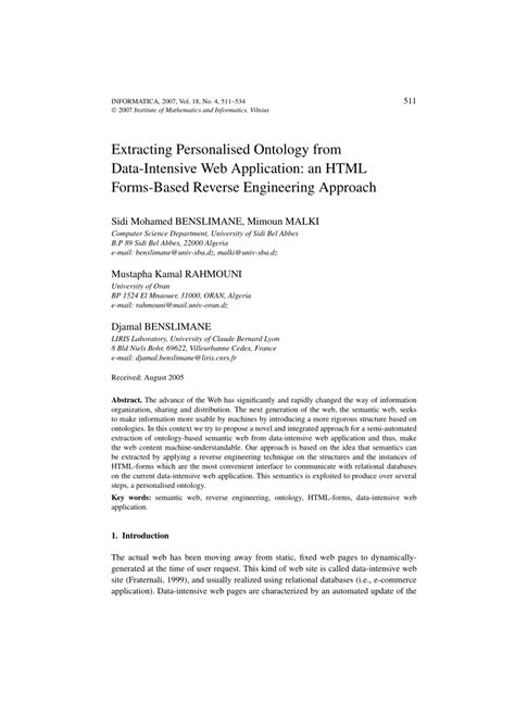 pdf extracting personalised ontology from data intensive web application an html forms based