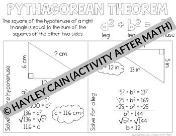 Pythagorean Theorem Anchor Chart By Hayley Cain Activity After Math