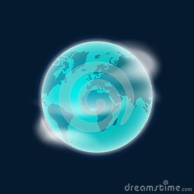 Earth Planet Globe Vector Illustration Isolated On Dark Blue Background