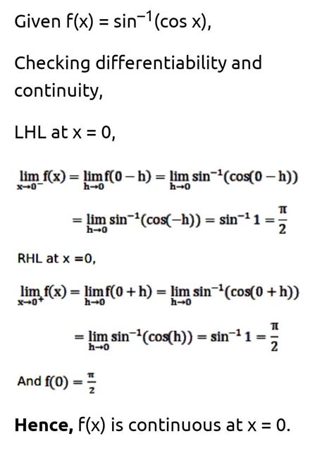 the function f x sin 1 cosx is a discontinuous at x 0 ntinuous at x 0 c