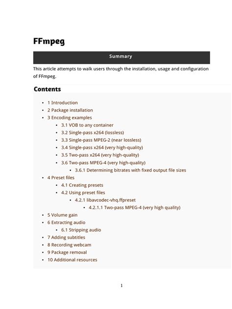 ffmpeg arch guide download free pdf data compression codec