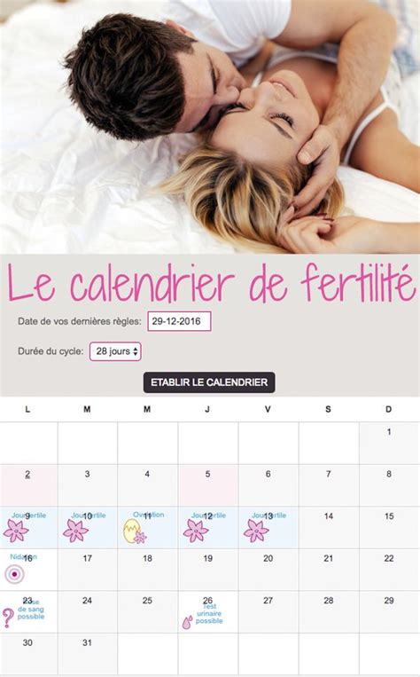 Le calendrier de fertilité Envie de bebe Fertilité Calendrier grossesse