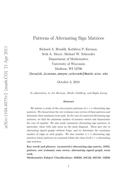pdf patterns of alternating sign matrices
