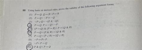 iii using basic or derived rules prove the validity