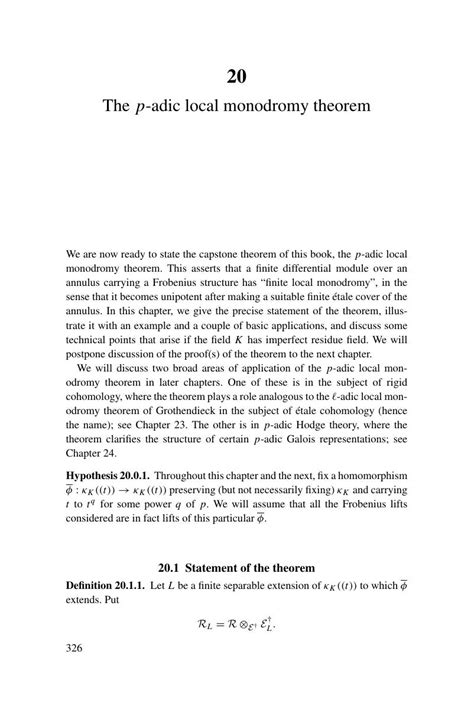 the p adic local monodromy theorem chapter 20 p adic differential equations