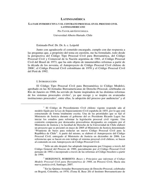 La Fase Introductiva Y El Contrato Procesal En El Proceso Civil