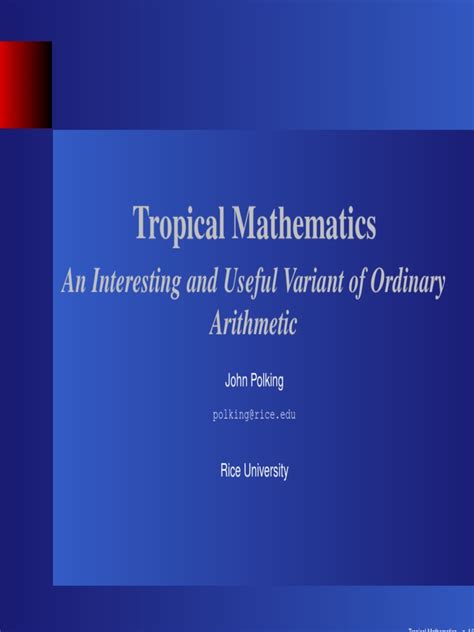 tropical mathematics pdf factorization polynomial