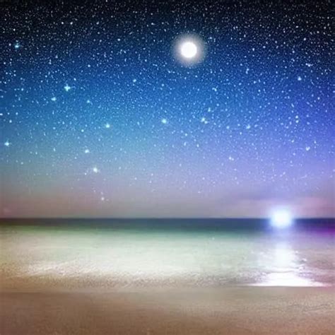 Beautiful Starry Sky Full Moon In The Sky Ocean Openart