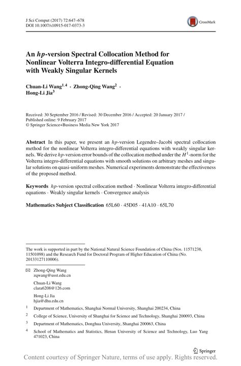 an hp version spectral collocation method for nonlinear volterra integro differential equation