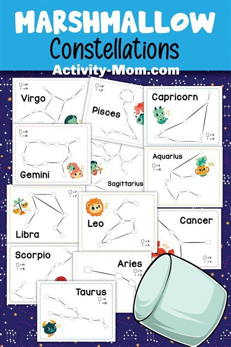 The Worksheet For Marshmallow S Constellations With Pictures And Words