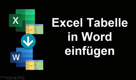 Excel Tabelle In Word Einf Gen Windows Faq