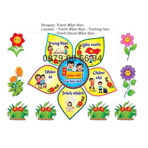Decal trang trí lớp 5 PHẨM CHẤT CỦA HỌC SINH Shopee Việt Nam