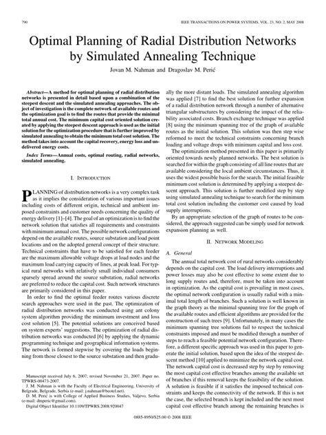 pdf optimal planning of radial distribution networks by simulated annealing technique