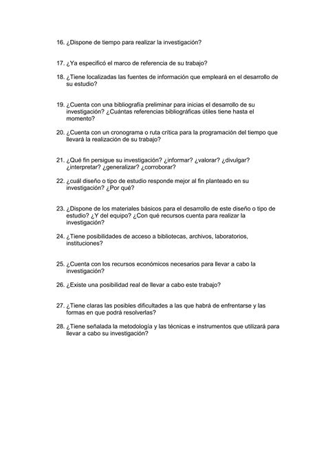 Cuestionario para la autoevaluación del proyecto de investigación PDF
