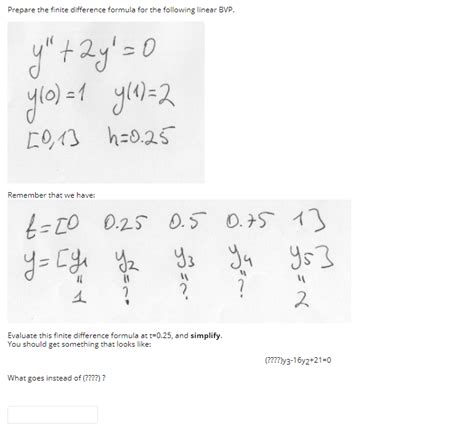 solved prepare the finite difference formula for the