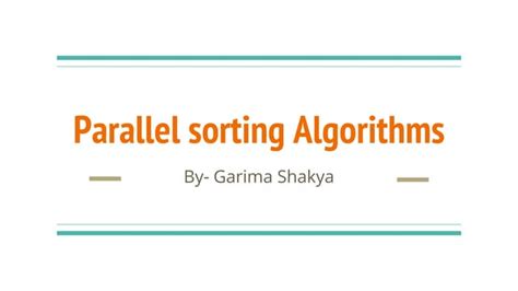 parallel sorting algorithms ppt
