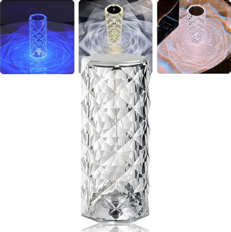 MMENG Rose Diamond Table Lamp LED Touch Color Changing Crystal
